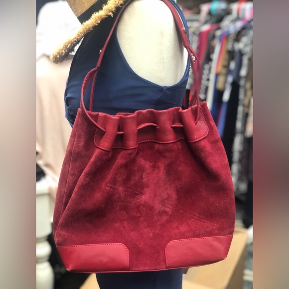 Burberry | Bags | Burberry Red Suede Handbag There Are Imperfections ...